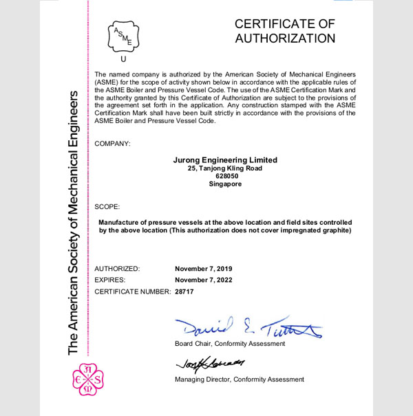 ASME Stamps - Jurong Engineering Limited